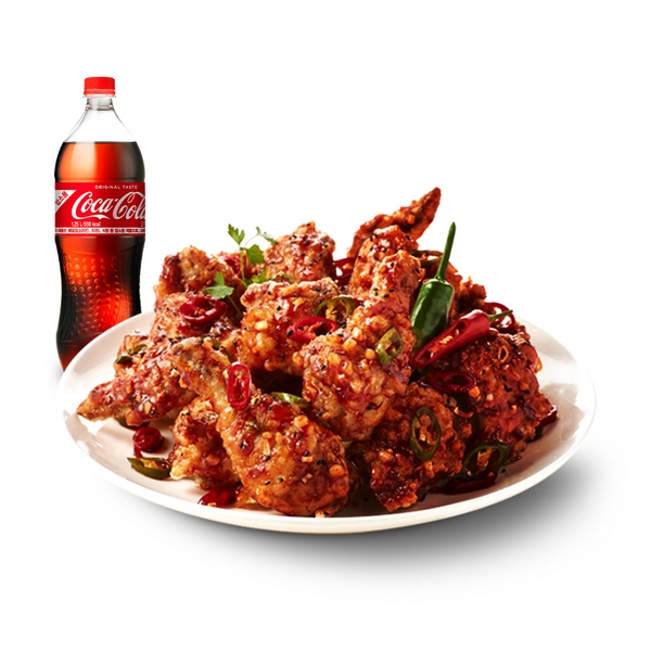 Send gifts to Korea, dponGift | Extra Spicy Chicken + Cola 1.25L